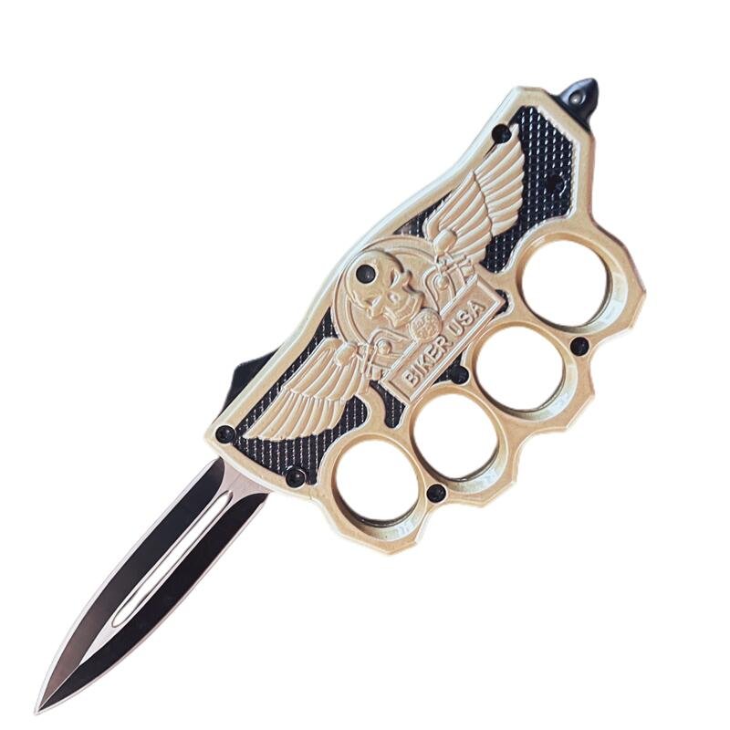 9inch Gold biker knives&BBRASS KNUCKLE Tench OTF Knife -TKT200-03 - TOP ...